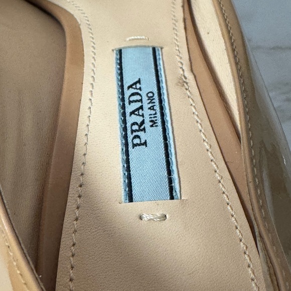 Prada | Shoes | Authentic Prada Tan Stiletto Heels With Gold Bee Detail ...